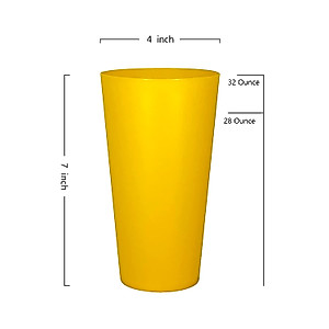 Yalin 32 ounce Plastic Tumblers/Large Drinking Glasses/Party Cups/Iced Tea Glasses,Unbreakable, Dishwasher Safe, BPA Free,set of 12 in 6 Assorted Colors