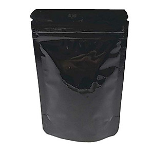 MITOB 100 Pieces Stand Up Mylar Bags Clear Plastic Window Pouch Food Storage Aluminum Foil Bag Candy Bath Salt Packing Zipper Lock Resealable (4.3x6.3 inch, Black)