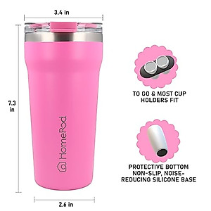 HomeRod 18 oz Stainless Steel Travel Insulated Tumbler Cup for Hot and Cold Drinks, Coffee Mug with Lid (Magenta Pink)