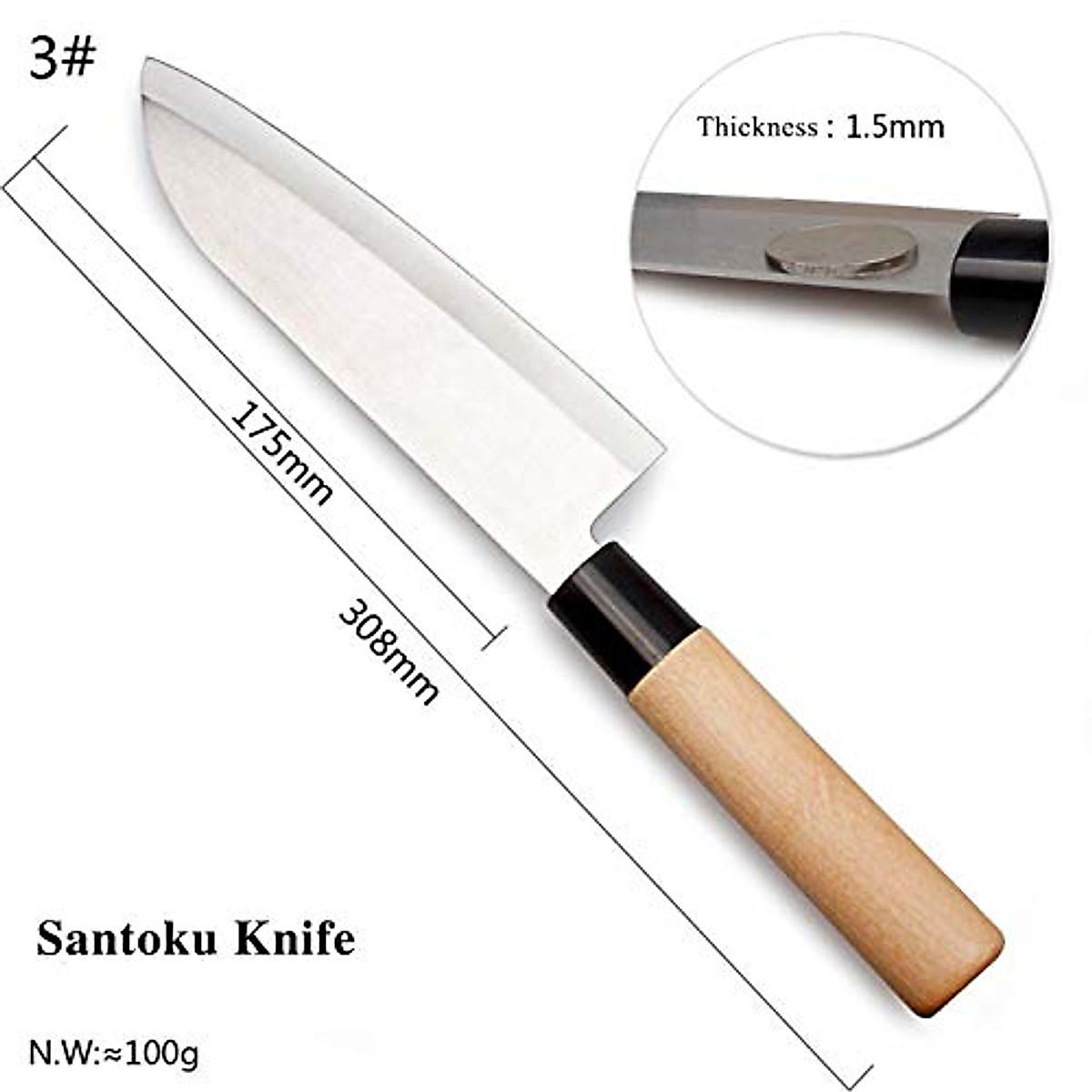 LIUZHANGYU Waterboss Sushi & Sashimi Chef’s Knives,Set of 5 Japanese Sushi Chef Knives - Sashimi-Santoku-Nakiri-Deba Knife,Ultra High Carbon Steel Blades