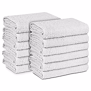 American Terry Mills 100% Cotton Economy Salon Towels Gym Towels Hand Towel, Maximum Softness, Absorbency & Durability, (15" L x 25" W 2.25Lbs/Doz, White, 24 Piece
