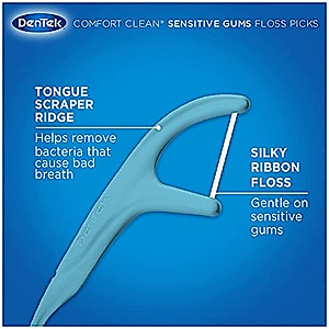DenTek Comfort Clean Floss Picks for Sensitive Teeth, Soft and Silky Ribbon, 90 Count Each (Pack of 2)