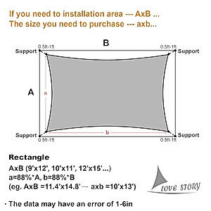 LOVE STORY 8' x 12' Sun Shade Sail Rectangle UV Block Shade Sails for Outdoor Patio Garden Backyard, Sand (We Make Custom Size)