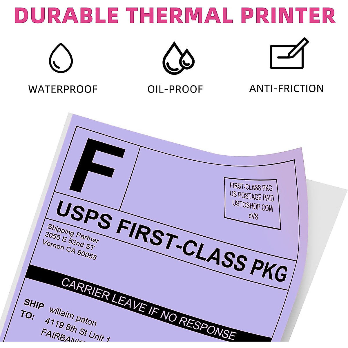 Phomemo 4x6 Thermal Labels for Shipping Label Printer - 500PCS Purple Mailing Labels - 4x6 Direct Thermal Labels Fanfold Compatible with Rollo,MUNBYN,iDPRT,JADENS,POLONO - Water/Oilproof - NO BPA/BPS