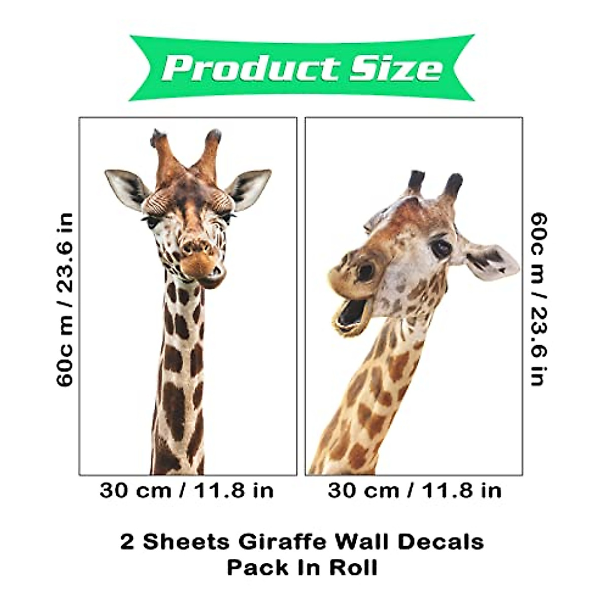 Cute Giraffe Wall Decals 2 Sheets Giraffe Decor Stickers, Lovely Window Decor Animal Wall Stickers Art Decorations for Kids Room Living Room Nursery Classroom
