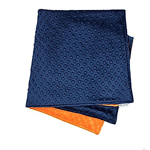 MEG ORIGINAL Minky Dot Baby Boy Blanket, Navy Blue & Orange