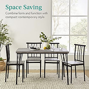 Best Choice Products 5-Piece Metal and Wood Indoor Modern Rectangular Dining Table Furniture Set for Kitchen, Dining Room, Dinette, Breakfast Nook w/ 4 Chairs - Gray