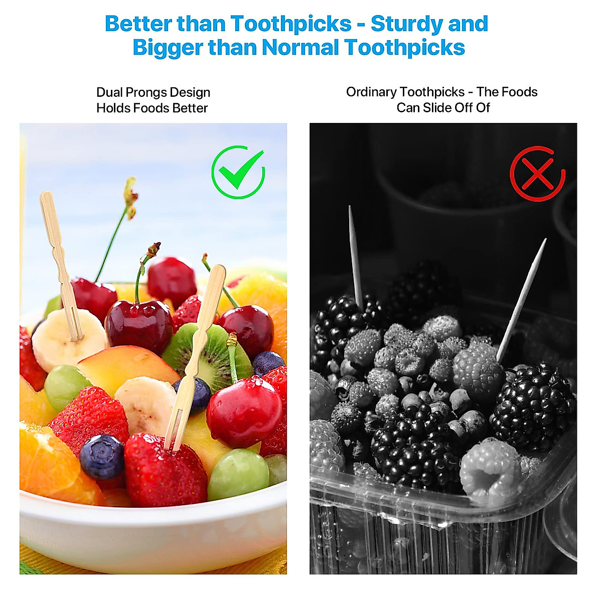 OFCOX Mini Bamboo Forks 4 inch, Cocktail Forks Appetizer Forks, Toothpicks for Appetizer, Disposable Wooden Wood Tiny Small Food Picks for Party Fruit Charcuterie Accessories. 60 PCS