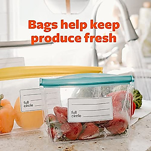 Full Circle Ziptuck Reusable Produce Bags - Set of 3 BPA-Free Food Storage Bags Includes Fruit Bag, Stalks Bag and Large Veggie Bag - Leakproof Ziplock Seal Food Saver Bags