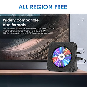 Gueray DVD Player for TV CD Player for Home with Bluetooth Speakers Supports Remote Control Display FM Radio with CD Player USB Card Playback 3.5 mm AUX Alarm Clock All Region Free with AV Dust Cover