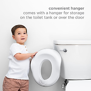 Ubbi Adjustable Toilet Trainer for Toddlers in Potty Training with Built-in Handles and Bonus Potty Hook for Easy Storage, Gray