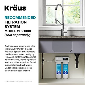 KRAUS Oletto 2-in-1 Commercial Style Pull-Down Single Handle Water Filter Kitchen Faucet for Reverse Osmosis or Water Filtration System in Matte Black, KFF-2631MB