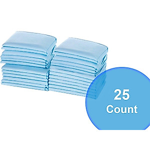 Disposable Baby Changing Pad Liner - 25 Count (24 x 17 Inch) - Soft Disposable Blue Hospital Underpad - Waterproof and Absorbent for Infant and Child