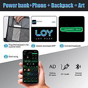 GIFR MOVERS LED Backpack， Full Color Screen And Programmable DIY，24L Capacity，Men And Women Travel Laptop Backpack， Need Mobile Power To Use