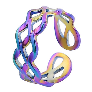 Heart Mood Ring Open Vintage Steel Steel Stainless Titanium Ring and Adjustable Men's Women's Ring Rings Trendy Rings for Teen Girls (Color, One Size)