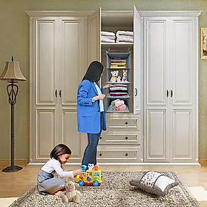 Taoomeho Hanging Closet Organizers and Storage Set,4-Shelf Foldable Hanging Storage Shelves and Dual-Sided Storage Bags，Great for Clothes Bag Bra Underwear Underpants Socks Organization Storage，Gray