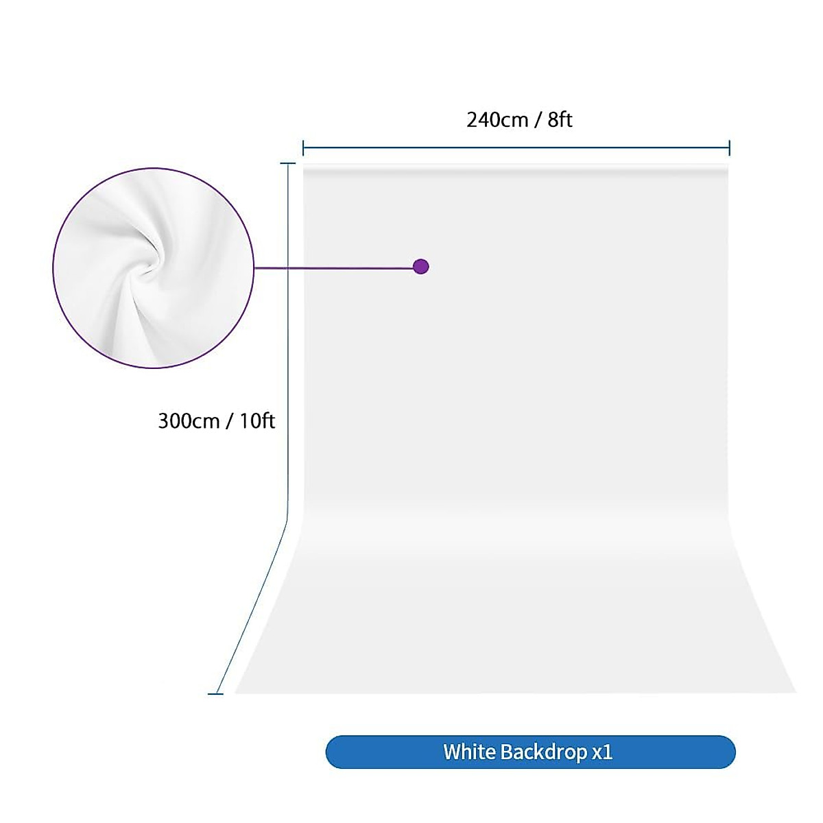 White Photography Backdrops for Photoshoot, HEMMOTOP 10x8 ft White Photo Backdrop Background Curtain, for Video Recording, Photographic Studio, Picture, Party, Photos, Product (Backdrop only)