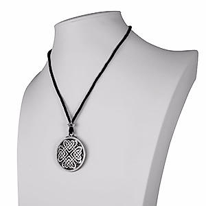 Pewter Celtic Love Knot Necklace - Woven Heart Pendant (1.25" Diameter)