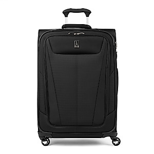 Travelpro Maxlite 5 Softside Expandable Luggage with 4 Spinner Wheels, Lightweight Suitcase, Men and Women, Black, Checked-Medium 25-Inch