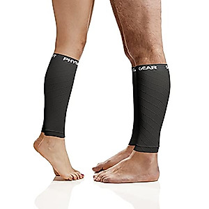 Compression Calf Sleeves Men & Women - Shin Splint Compression Sleeve 20-30mmhg, Best Footless Compression Socks for Achy Calf, Running, Nurses, Pregnancy, Post-Surgery Relief (1 Pair BLK-BLU S/M-M/L)