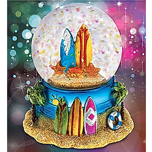 CoTa Global Cool Summer Surf Boards Snow Globe - Water Globe Figurine with Sparkling Glitter, Collectible Novelty Ornament for Home Decor, for Birthdays, Holiday and Valentine's - 65mm