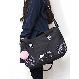 GK-O Japanese JK Uniform Bag Cute Cat Kawaii Lolita Handbag Messenger Shoulder Bags (Black)