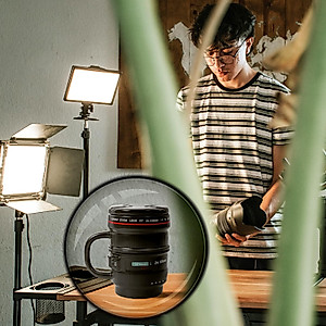 Cabtnca Camera Lens Coffee Mug, Camera Lens Mug, Photographer Gifts, Cool Gifts for Photographers, Ceramic Camera Mug, Photography Gifts Christmas, Camera Lens Cup with Lid and Handle, 16Oz