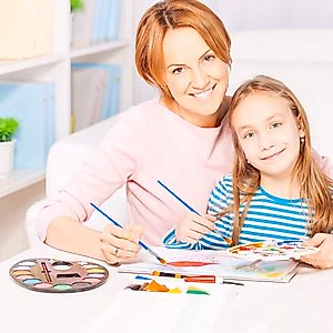 65Pcs Paint Brushes Tray Palettes Set,60pcs Flat Paint Brushes 5 PCS Round Paint Pallets,Small Paint Brushes Bulk Acrylic Oil Watercolor Artist Painting Brushes for Classroom Crafts Party Painting