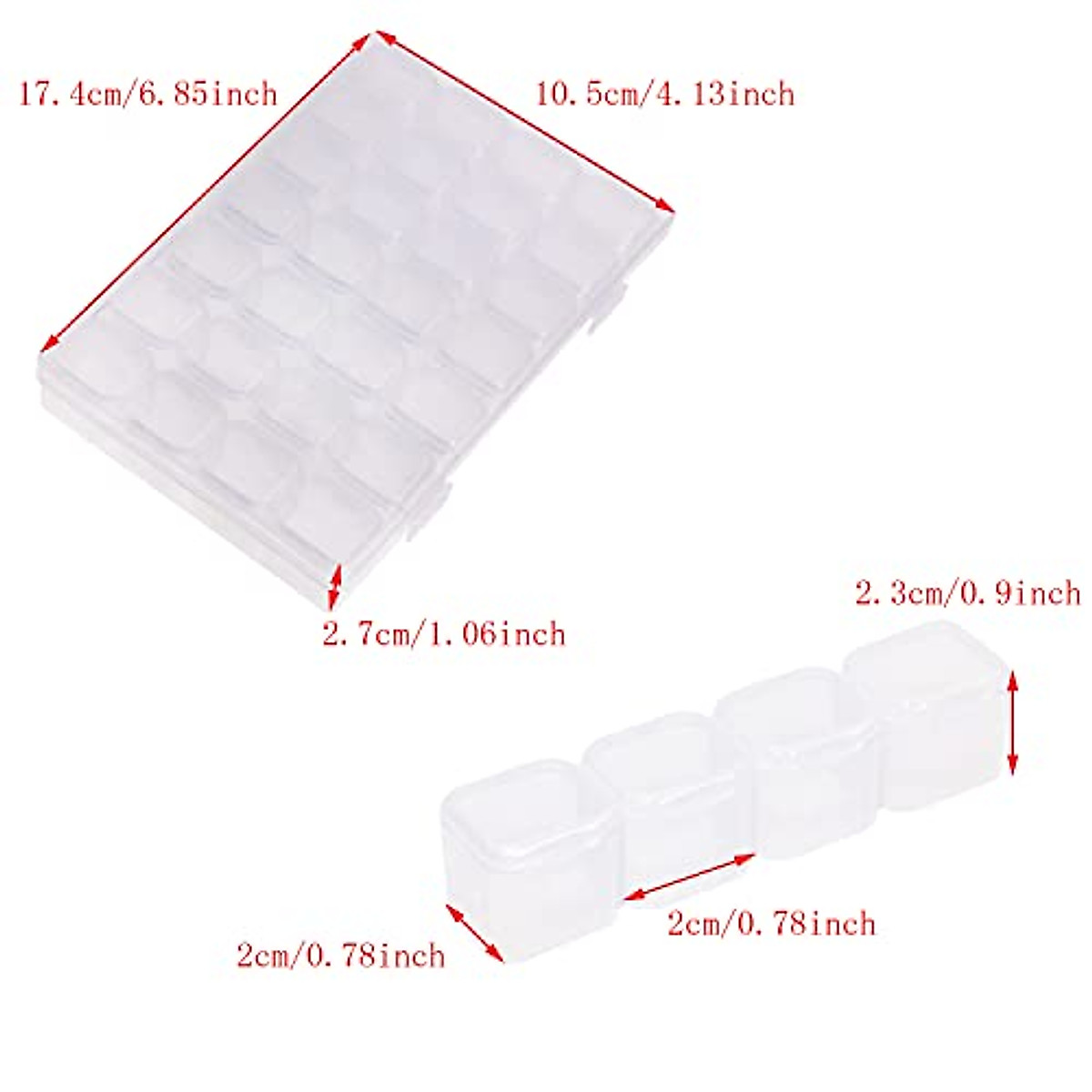 ONLYKXY 2 Pack 56 Slots Plastic Small Clear Storage Box 28 Compartments Organization Boxes with Cover for DIY Art Craft Nail Tip Drill Jewelry Earring Beads Fishing Tackle Empty Case Diamond Painting Storage Containers (White)