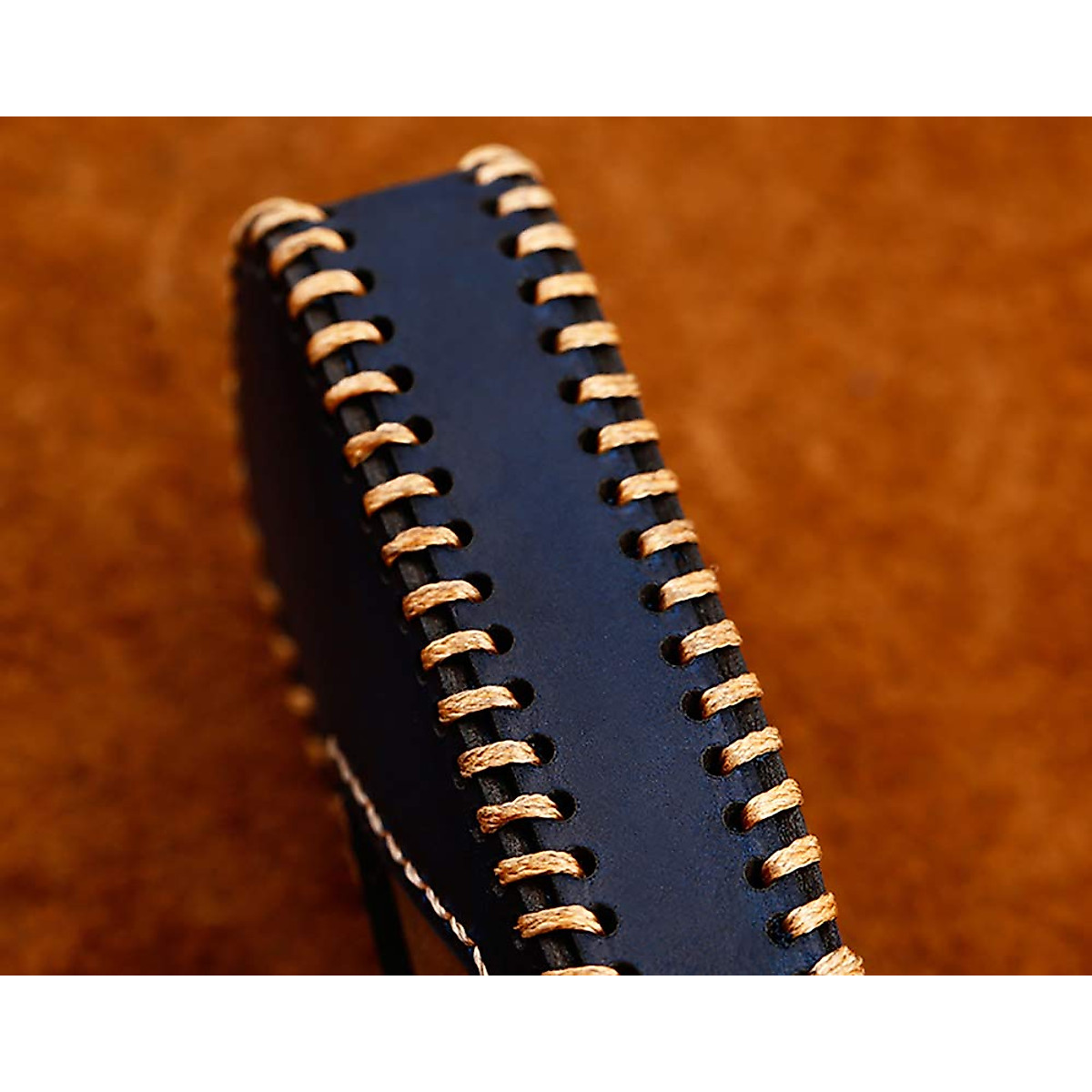 ontto Key Fob Cover for 2018 2019 Land Rover Range Rover Remote Keycase Shell Holder Genium Leather Protector Keychain Blue