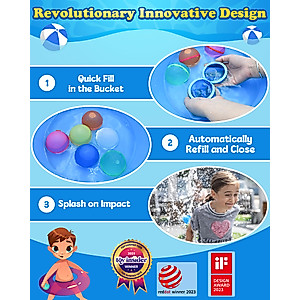 SOPPYCID Reusable Water Balloons, Self Sealing, Refillable Water Bomb Splash Balls, Pool Toys for Kids Ages 3-12, Outdoor Water Toys for Summer Fun Pool Party Favors (8 Pcs)