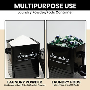 Farmhouse Metal Detergent Laundry Pods Container with Dryer Pod Sheet Holder for Laundry Room Organization and Storage with Scoop, Laundry Room Decor, Holds over 200 Laundry Pods and 300 Dryer Sheets