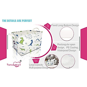 TIBAOLOVER Rectangular Kids Storage Basket Gift Basket Baby Storage Basket Cute Kids Toy Storage Bin Organizer Shelf Book Basket Room Decor(Polychrome Dinosaurs)