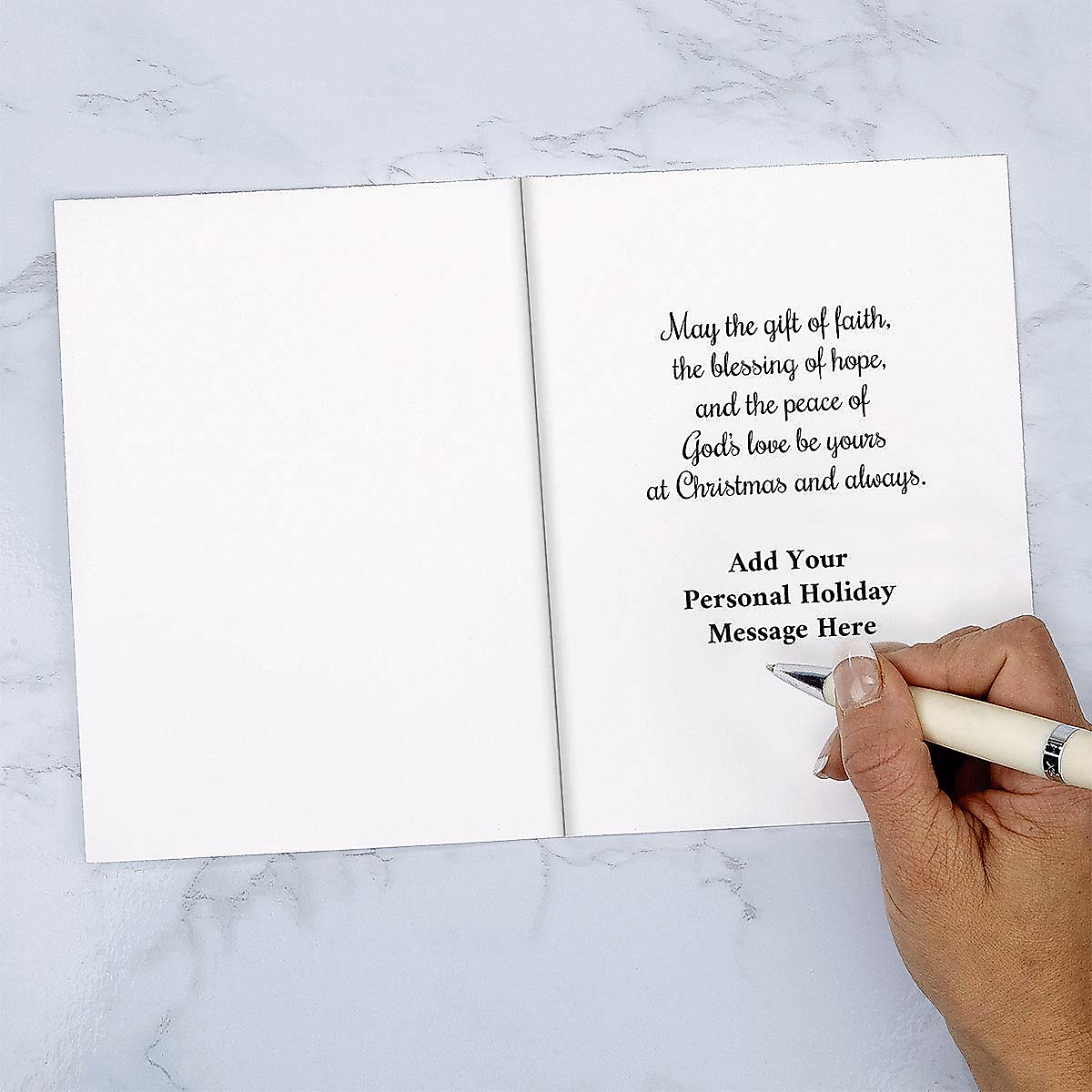 Current Snowy Church Personalized Christmas Greeting Cards Set - Set of 18 Large 5 x 7-Inch Folded Cards, Themed Religious Holiday Card Value Pack, Add Names or Text, Envelopes Included