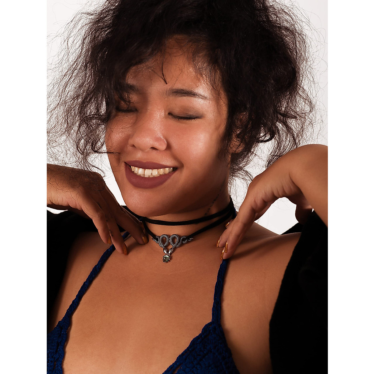 Sacina Gothic Snake Choker Necklace, Zinc Alloy Snake Pendant, Medusa Goth Jewelry Christmas Gift for Women (Black)