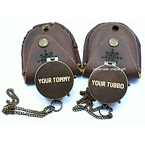 Handmade unique gift Your Tommy Your Tubbo Dual Compass Gift Set | 2 Brass Compasses Engraved with Special Quote | Great Gamer Gift - MCYT, Dream SMP, TommyInnit Fanart brown