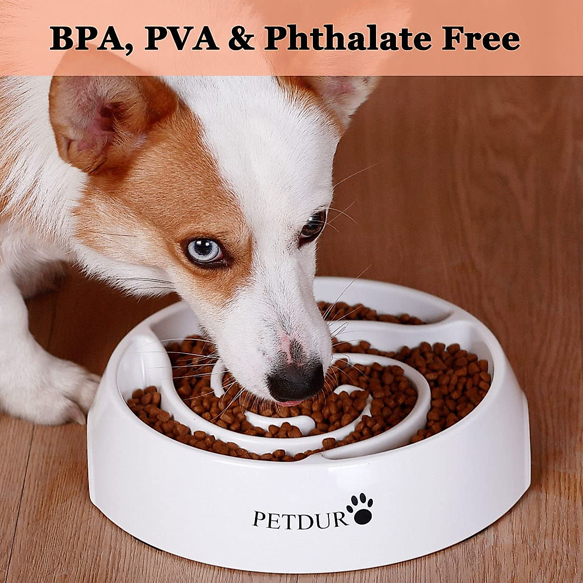 PETDURO Slow Feeder Dog Bowls for Large Dogs 4 Cups - Heavy Duty Dog Food Bowls for Medium Sized Dog - Maze Puzzle Slow Feeding Dog Bowl Accessories Stuff to Slow Down Eating for Fast Eaters