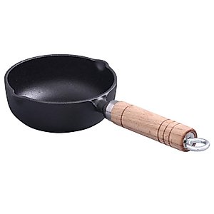 DEARMAMY Wok Small Metal Sauce Pot Iron Sauce Pan Pot with Spout Kitchen Sauce Pan Butter Melting Pot Oil Boil Pot Iron Pan Milk Warm Pan Butter Warmer Pot Metal Sauce Pot with Handle