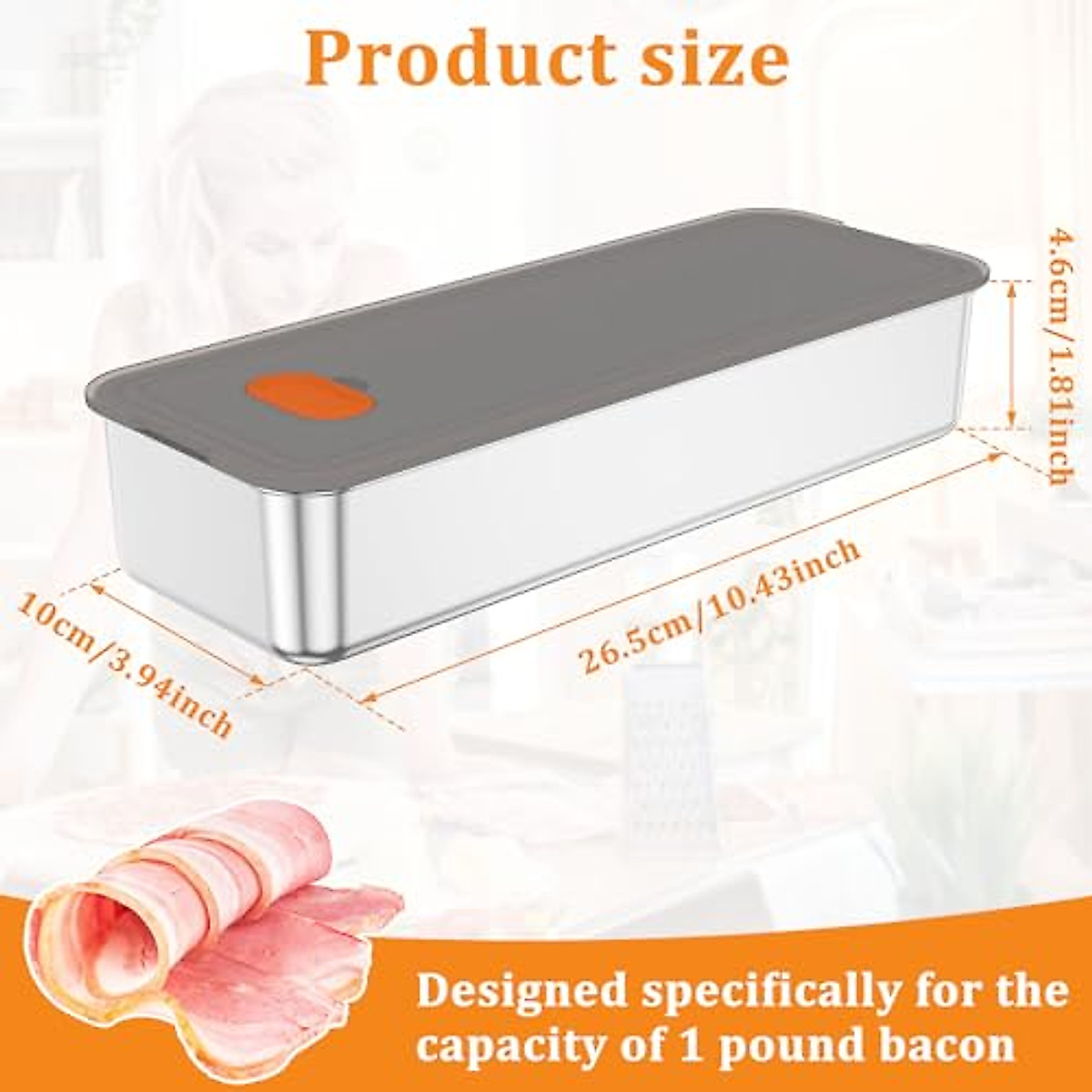 2Pcs Deli Meat Container for Fridge, Stainless Steel Bacon Storage Container for Refrigerator, Airtight Lunch Meat Storage Container with Lid, Cheese Keeper Box, Deli Holder Organizer (2 Black)