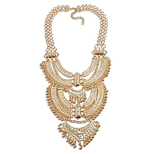 Ufraky Vintage Multilayer Ethnic Tribal Statement Choker Necklace Bohemian Indian Turkish Jewelry for Women (Gold)