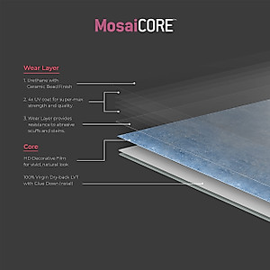 Lucida Surfaces Luxury Vinyl Floor Tiles | Glue Down Adhesive Flooring | Marble Look Hexagon Shaped Tile | MosaiCore | Single Sample Tile