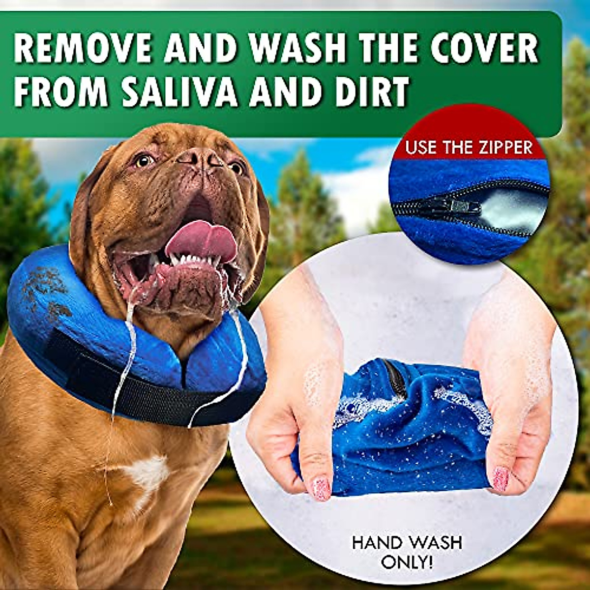 Soft Dog Cone Collar for Large Dogs for After Surgery - Inflatable Dog Neck Donut Collar - Elizabethan Collar for Dogs Recovery - Dog Cones Alternative - Protective Pet Cones for Dogs