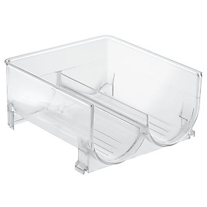 InterDesign Stackable Wine Storage Rack – Free Standing Organizer for Refrigerator or Kitchen Countertops - Holds 2 Bottles, Clear