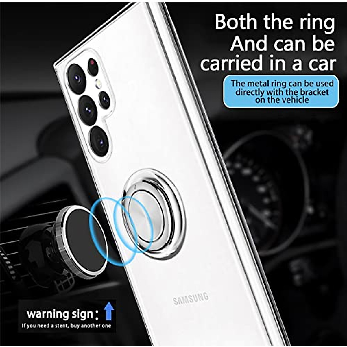 Guuboly Crystal Clear Samsung Galaxy S23 Ultra Case with Ring Holder Kickstand Not Yellowing Slim Thin Transparent Shockproof Protective Bumper Soft TPU Cover for Galaxy S23 Ultra Clear