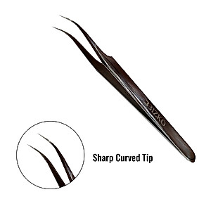 BIZKO Stainless Steel Volume Lash Tweezers Set eyelash Tweezers Precision Eyelash Extension Supplies Professional Eyelash Extension Tweezers Set Eyelash Tweezers for Extensions (Straight & Curved Tip)