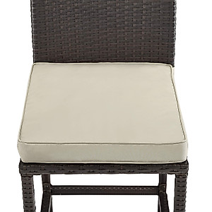 Crosley Furniture Palm Harbor Wicker Outdoor Bar Stools, Set of 2, Patio Furniture for Backyard, Balcony, Brown with Sand Cushion