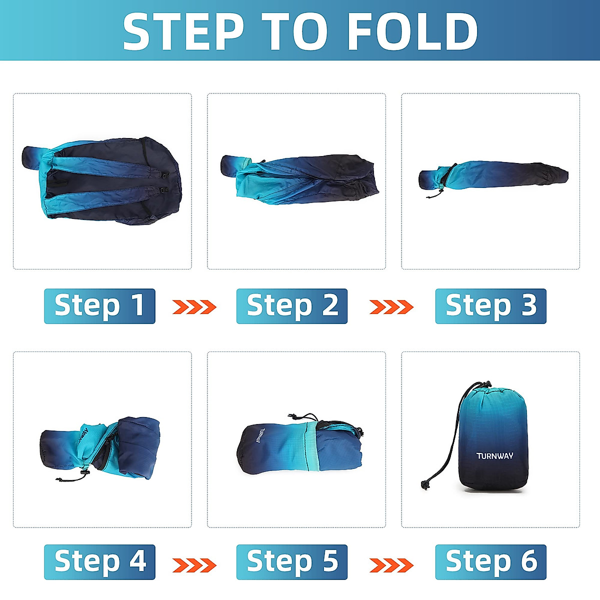 TurnWay Ultra lightweight Water Resistant Packable Backpack, Foldable Hiking Daypack for Travel Camping Cycling Outdoor for Women and Men (Blue)