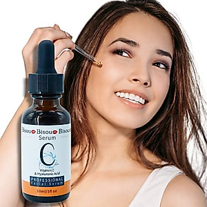 Bisou Bisou Bisou Vitamin C Serum Dark Spot Remover for Face - Anti Aging with Hyaluronic Acid, Brightening and Remove Fine Lines and Wrinkle, Facial Skin Care Products, Skin Moisturizer