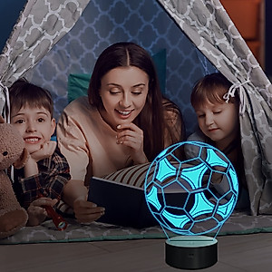 Lampeez Kids 3D Soccer Lamp Football Night Light Optical Illusion Lamp with 16 Colors Changing Remote Control Birthday Day Gift Idea for Sport Theme Fan Boys Girls