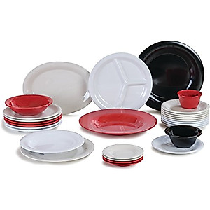 Carlisle FoodService Products 3308205 Sierrus Melamine Oval Serving / Dinner Platters, 12" x 9.25", Red (Pack of 12)